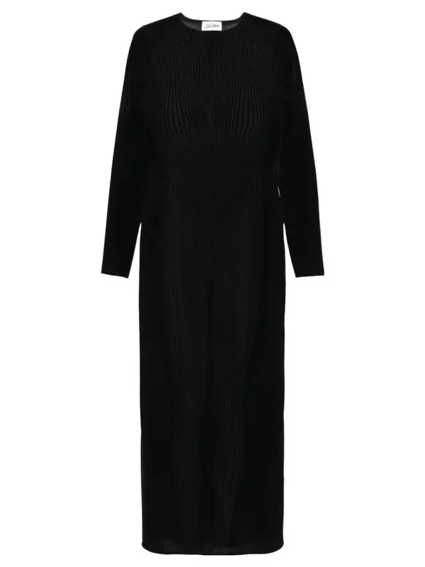 JEAN PAUL GAULTIER Pinstripe Sheer Mesh Midi Dress - Black