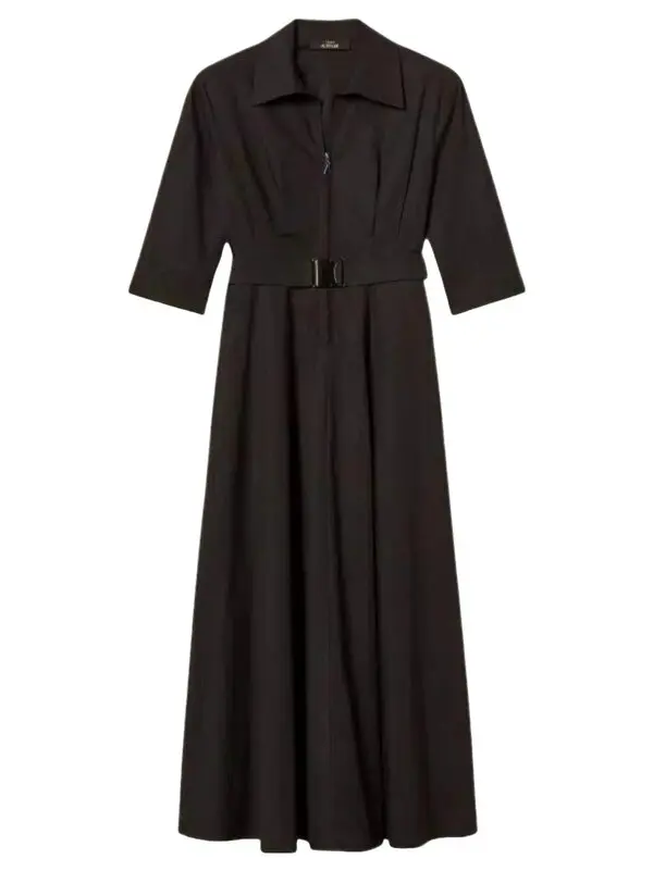 TWINSET Belted Poplin Midi Dress - Black