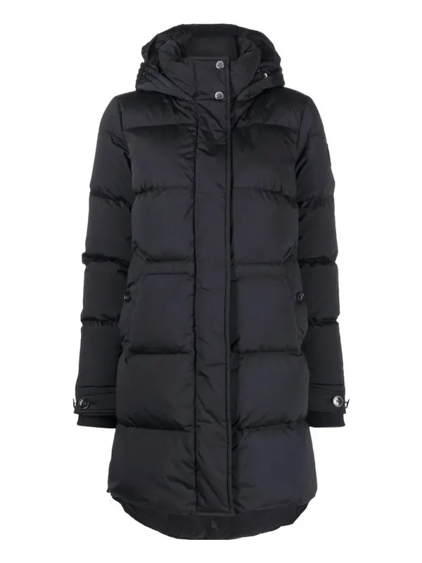 Woolrich Hooded Down Jacket With Zip And Button Details - Black