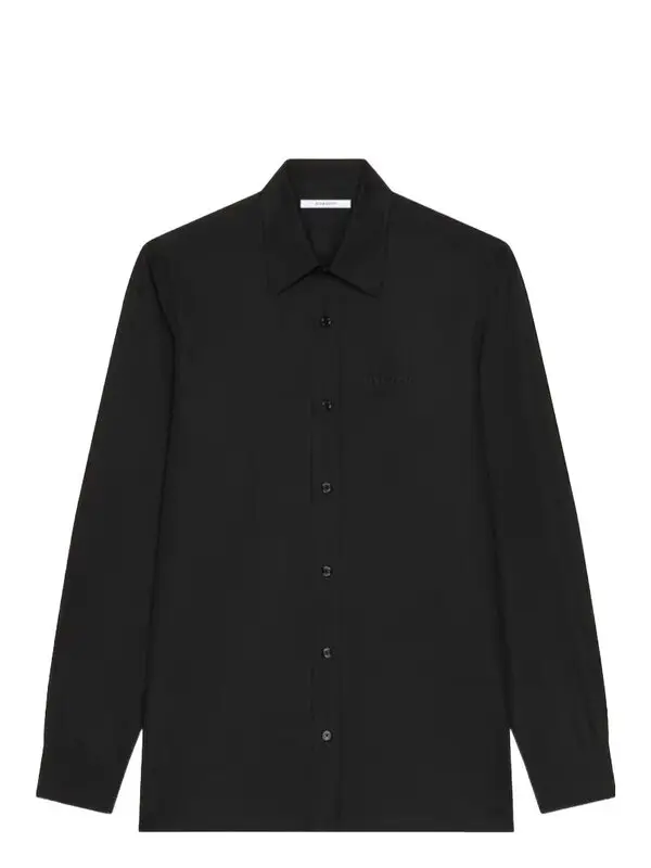 Givenchy Slim Fit Shirt In Poplin With Embroidery - Black