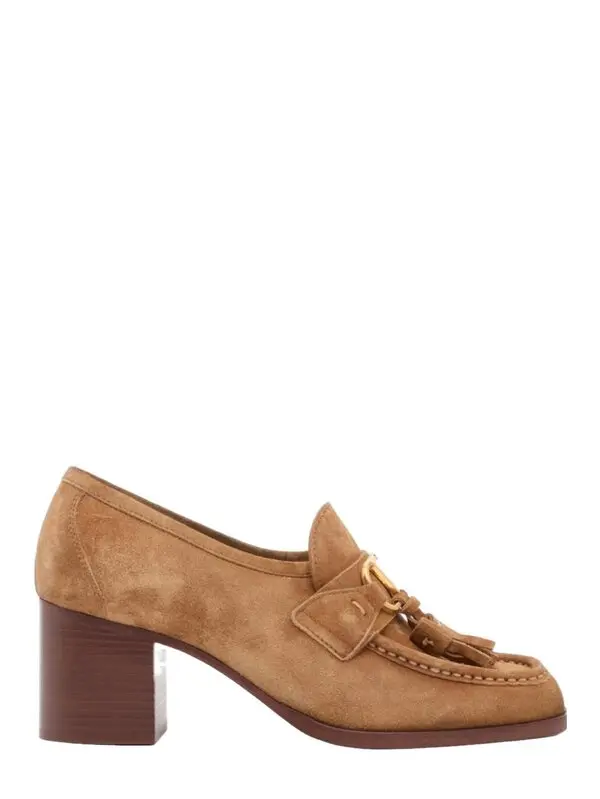 Valentino Garavani Vlogo Signature Loafer Pump 60mm Block Heel - Brown