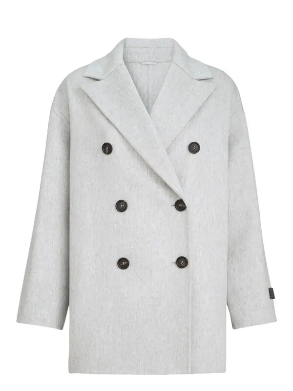Brunello Cucinelli Cashmere Double-breasted Coat - Grey