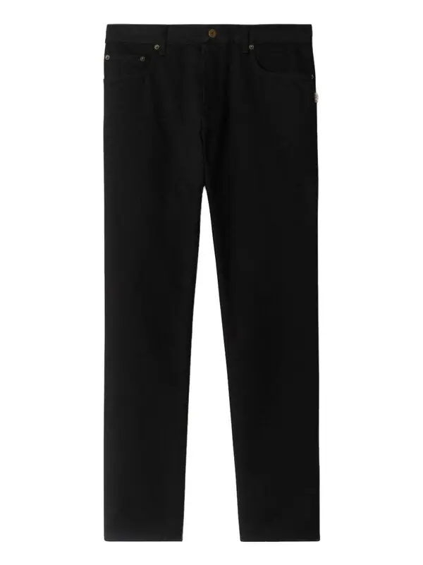 Burberry Slim Fit Jeans With Equestrian Rider Graphic Suede Patch - Black