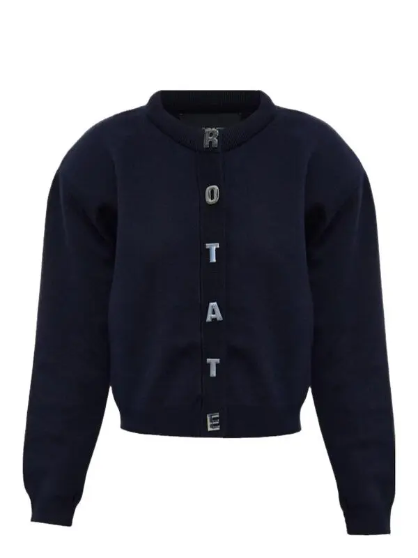 ROTATE BY BIRGER CHRISTENSEN Lettering Knit Cardigan - Black