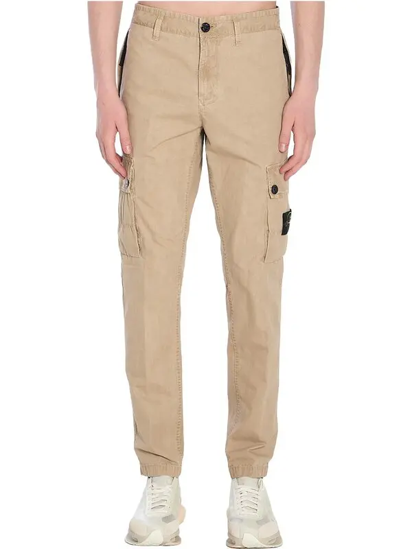 Stone Island Brushed Old Effect Slim Fit Cargo Trousers - Nude