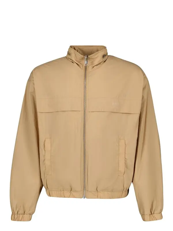 AMI Paris Logo Printed Zipped Bomber Jacket - Nude