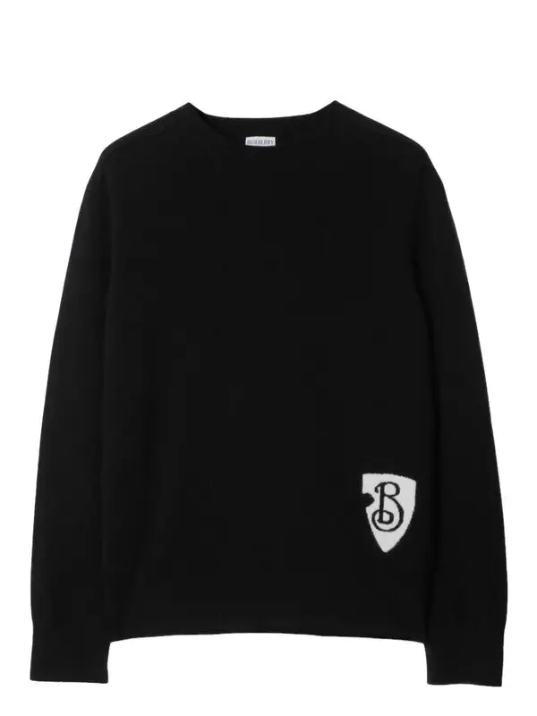Burberry B Shield Logo Intarsia Knit Jumper - Black