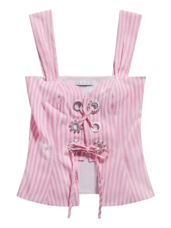AREA Grommet Poplin Corset Top - Pink
