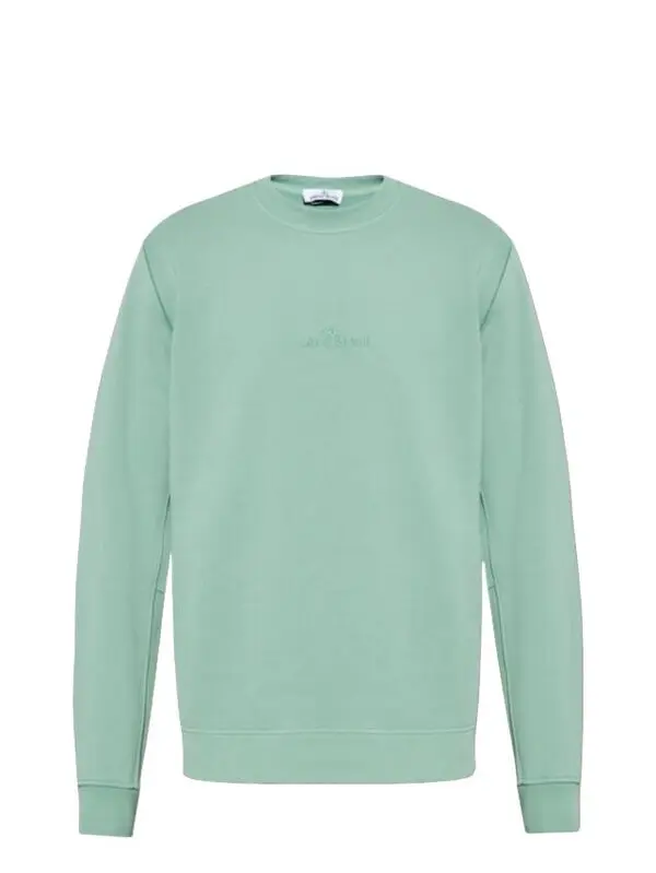 Stone Island Logo Embroidered Crewneck Sweatshirt - Green