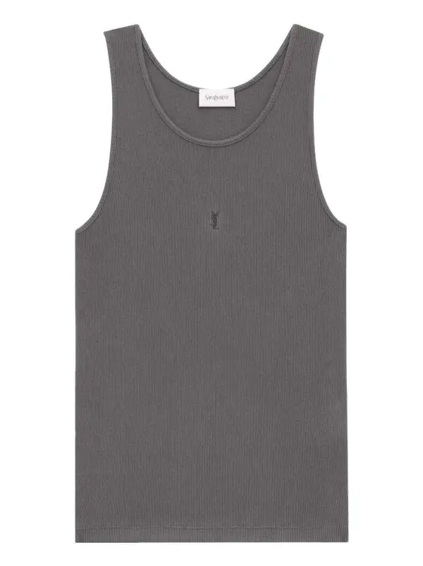 Saint Laurent Cassandre Ribbed Tank Top - Anthracite