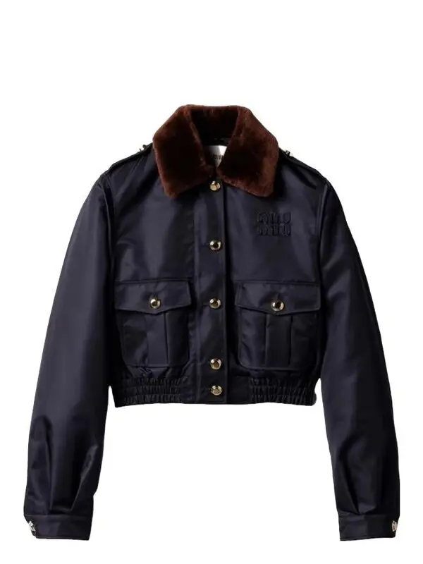 Miu Miu Embroidered Cropped Jacket - Blue