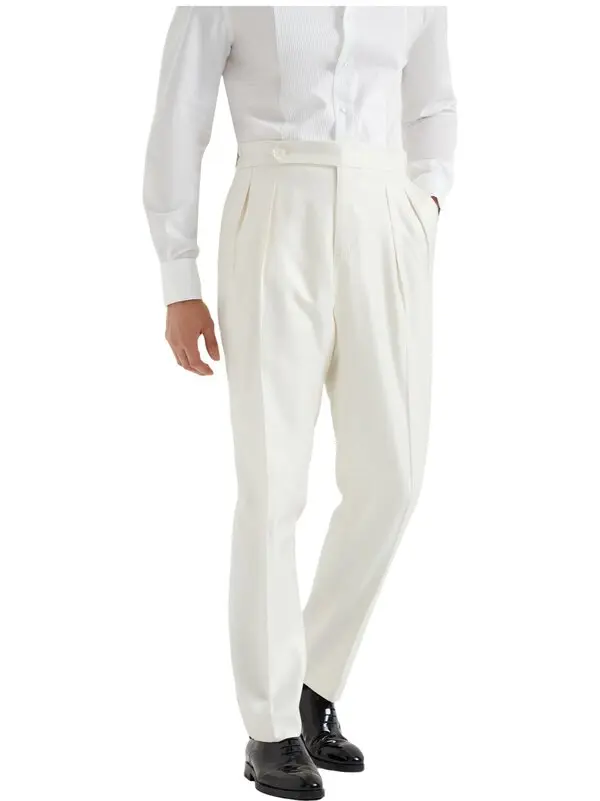 Brunello Cucinelli Pleat-detail Tuxedo Trousers - Off White