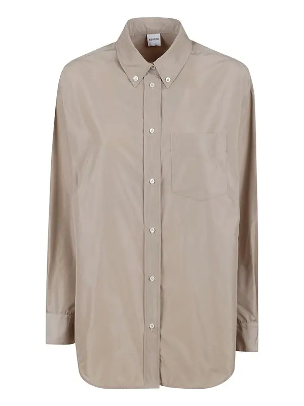 Aspesi Classic Collar Button-down Shirt With Chest Pockets And Cuffed Sleeves - Beige