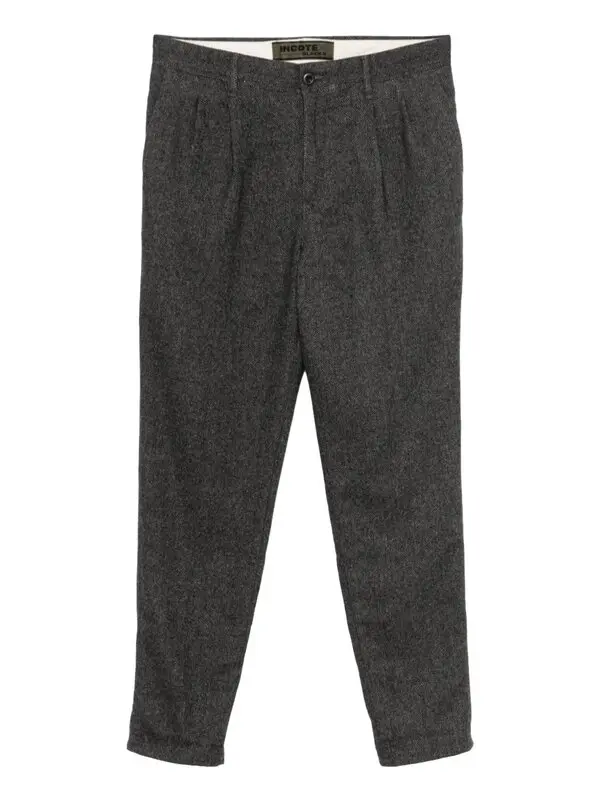 Incotex Herringbone Tailored Trousers - Black