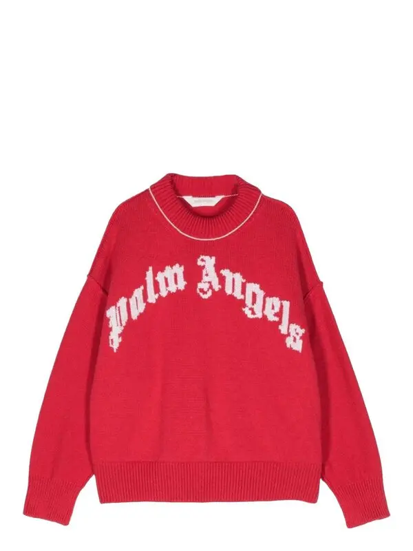 Palm Angels Logo Embroidered Sweater - Red