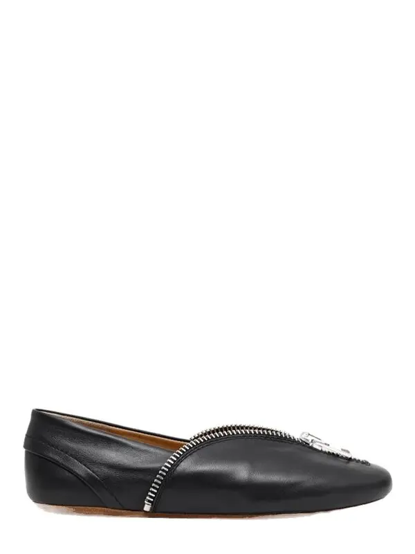 J.W.ANDERSON Leather Ballerinas With Biker Zip - Black