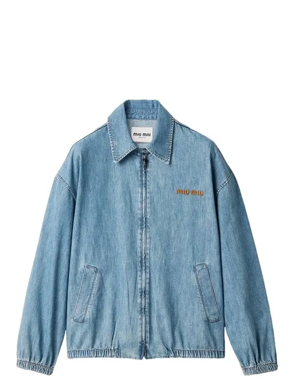 Miu Miu Chambray Blouson Jacket - Sapphire Blue