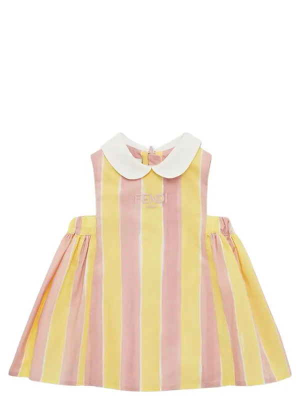 Fendi Pequin Pattern Poplin Baby Dress - Multi-color
