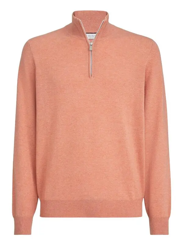 Brunello Cucinelli Half-zip Cashmere Sweater - Apricot