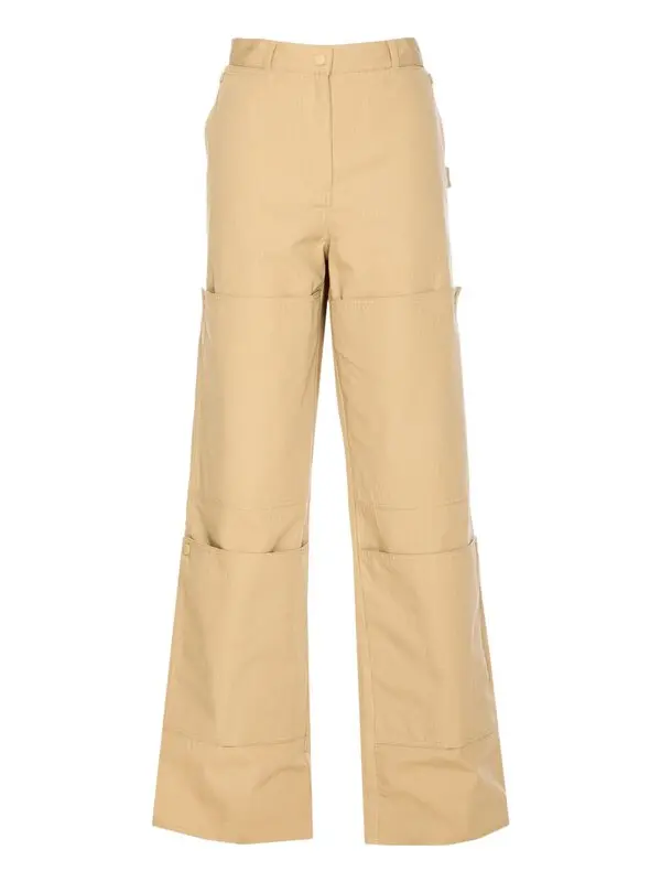 Kenzo High Waisted Wide Leg Trousers - Nude