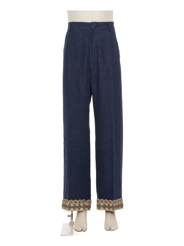 Valentino Garavani Floral Detailed Straight Leg Trousers - Black