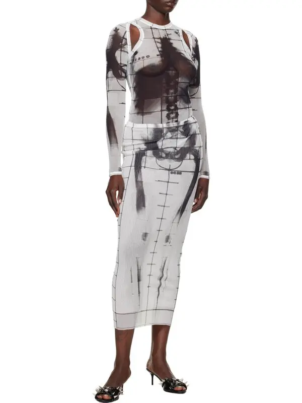 JEAN PAUL GAULTIER Squeletor" Printed Mesh Skirt - Multicolor