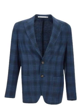 Eleventy Plaid Blazer Jacket - Blue