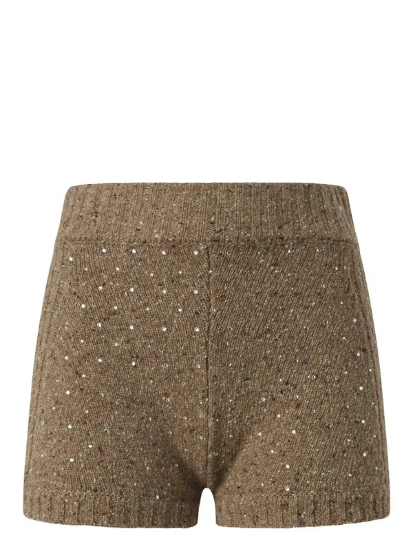 Pinko Sequin Embellished Knitted Shorts - Brown