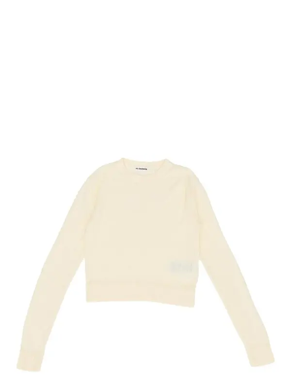 JIL SANDER Logo Embroidered Cropped Jumper - White