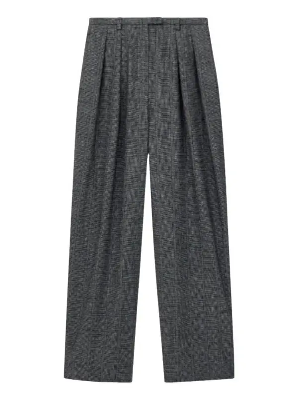 Emporio Armani Pleated Check Flannel Trousers - Gray