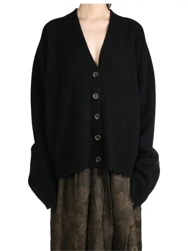 UMA WANG Long Sleeve V-neck Buttoned Sweater - Black