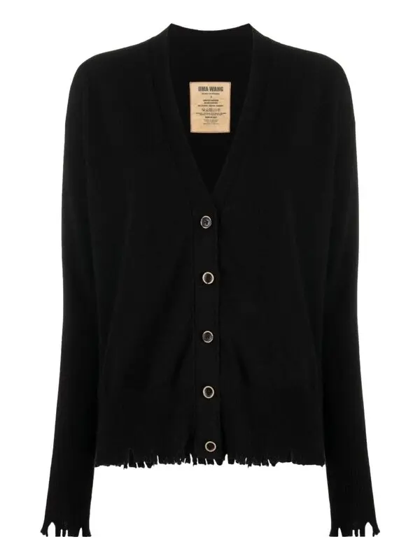 UMA WANG Long Sleeve V-neck Buttoned Sweater - Black