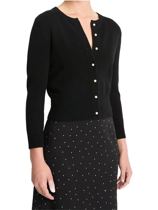 Vince Button Embellished Knitted Cardigan - Black