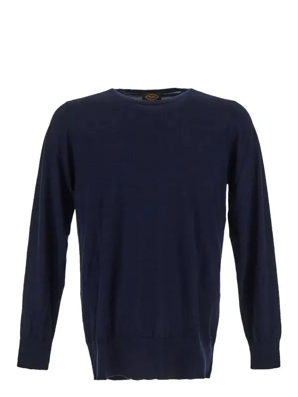 TOD'S Round Neck Jumper With Ribbed Details - Black