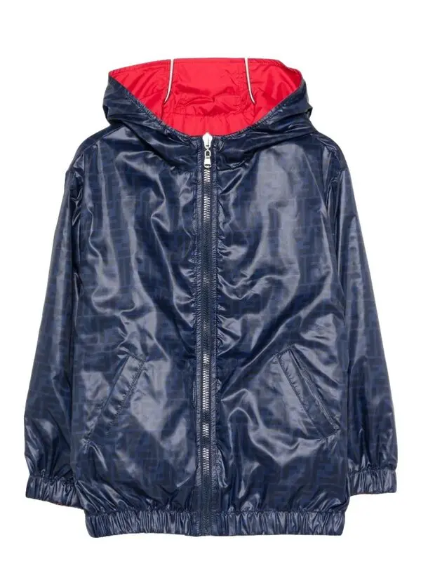 Fendi Ff Logo-print Hooded Jacket - Blue