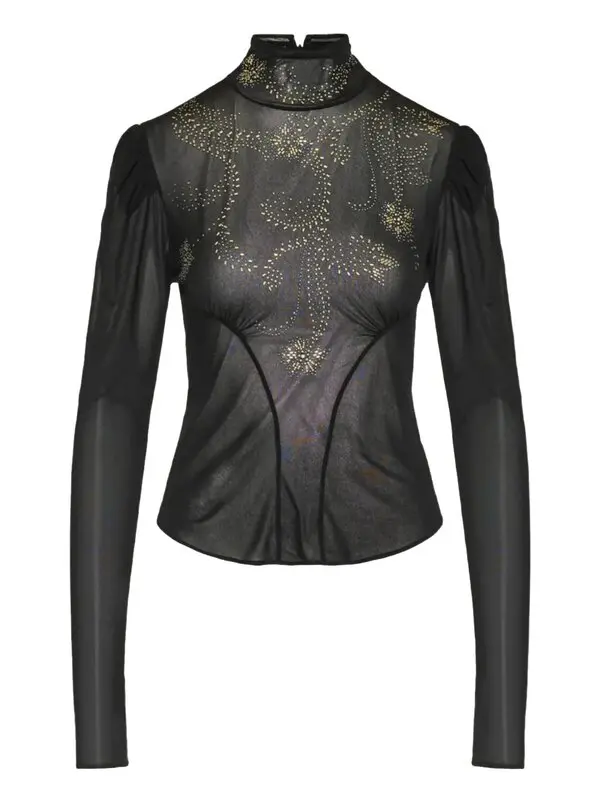 Rabanne Beaded Long-sleeve Top - Black