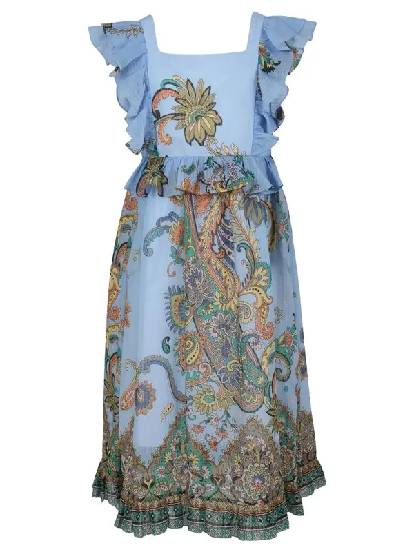 Etro Paisley-print Square Neck Dress - Blue