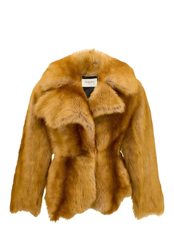 Saint Laurent Short Shearling Coat - Brown