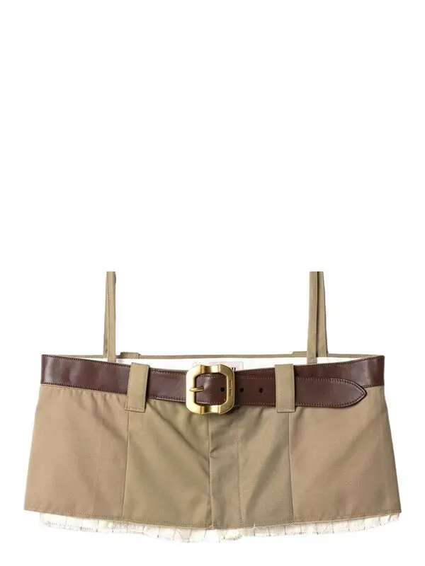 Miu Miu Belted Chino Top With Raw Edge Lining - Khaki
