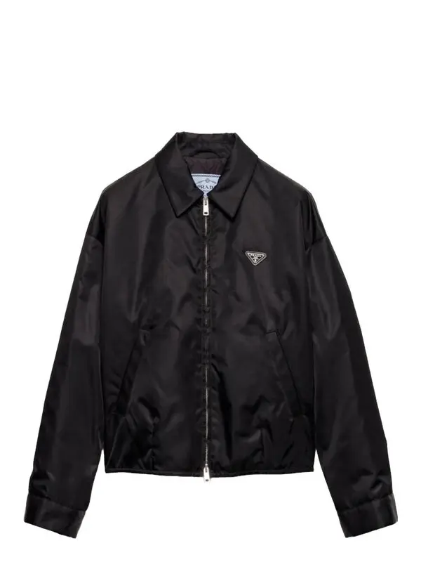 Prada Triangle-logo Shirt-collar Shirt Jacket - Black