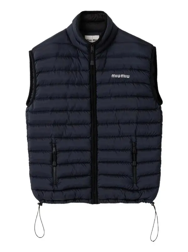 Miu Miu Zip-up Quilted Gilet - Dark Blue