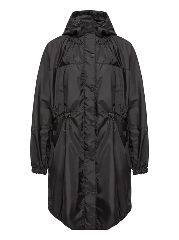 Moncler Long Parka With Drawstring Detail - Black