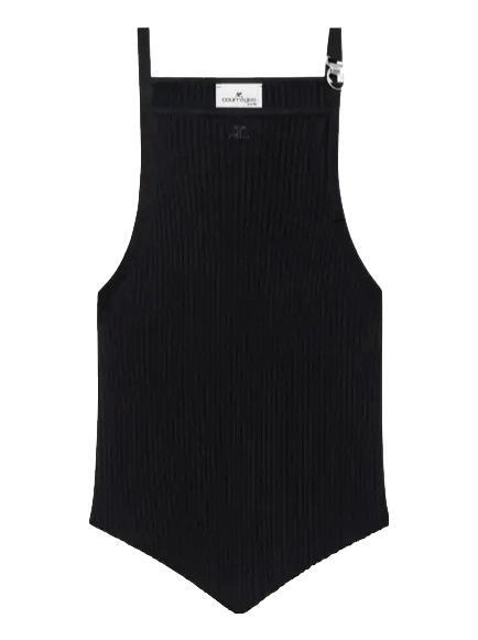 COURREGES Ribbed Pointy Buckle Tank Top - Black