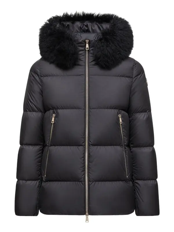Moncler Laichefur Shearling-trimmed Short Down Jacket - Black