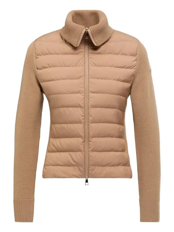 Moncler Padded Zip-up Wool Cardigan - Beige