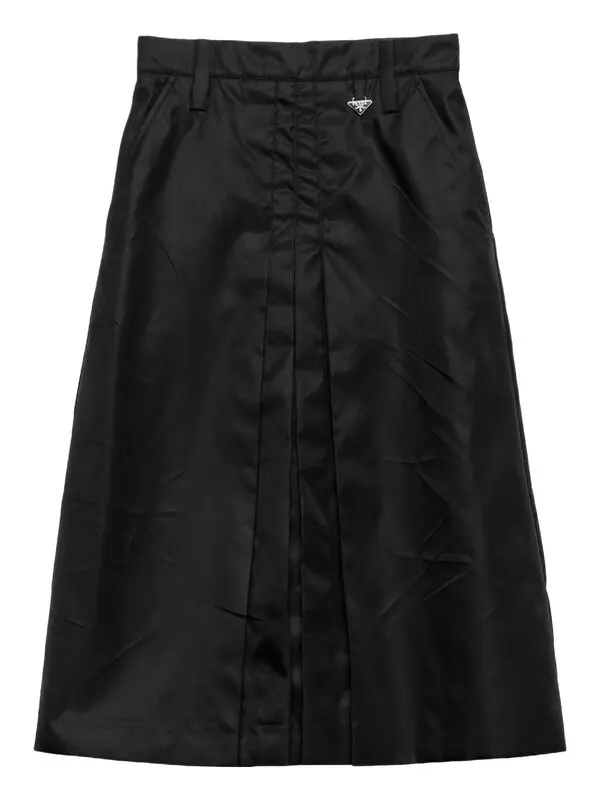 Prada Re-nylon Pleated Midi Skirt - Black