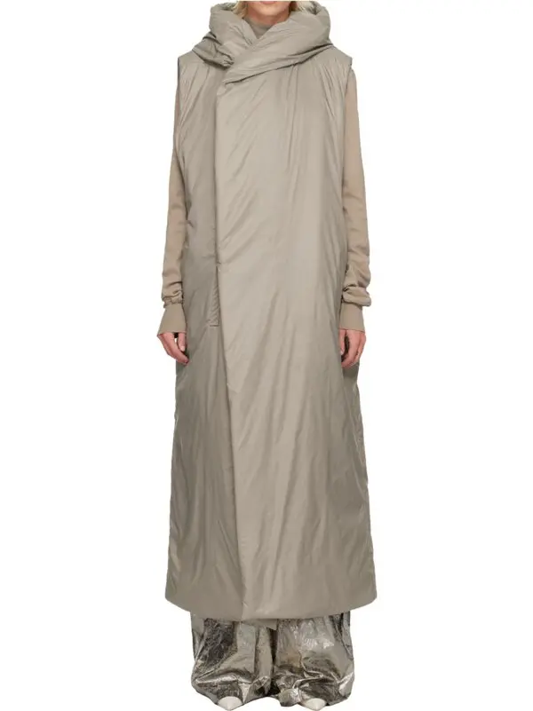 Rick Owens Hooded Satin Coat - Nude