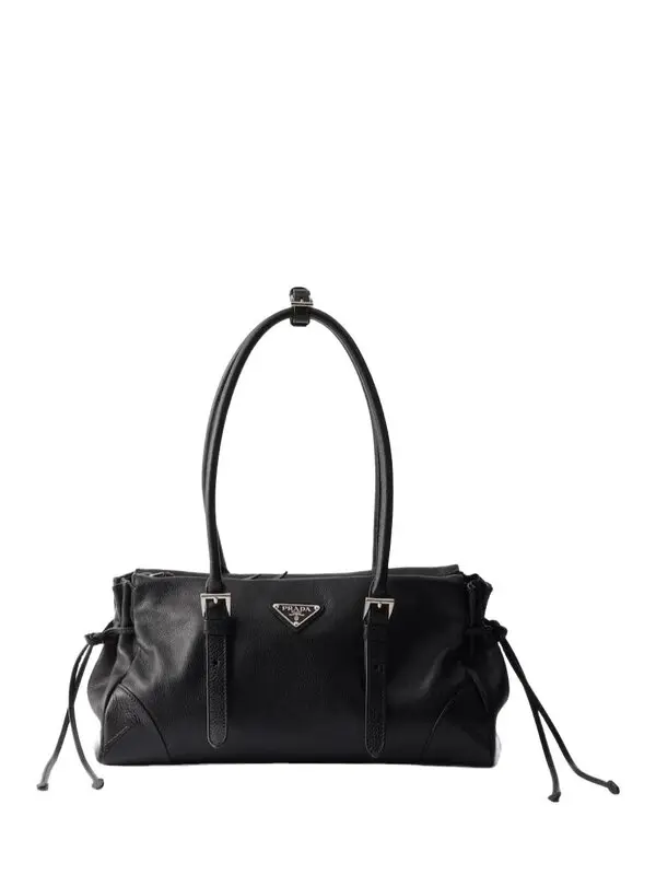 Prada Karin Medium Antiqued Leather Tote Bag - Black