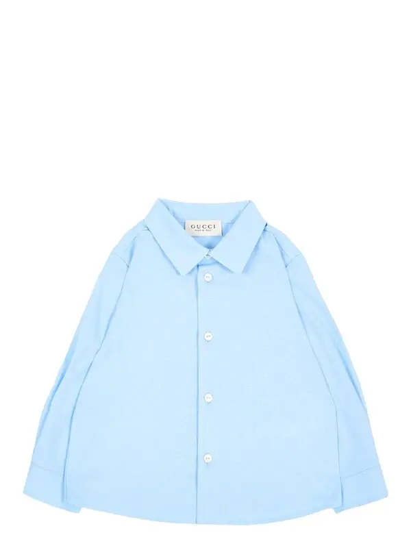 Gucci Long-sleeved Gg Jacquard Shirt - Light Blue
