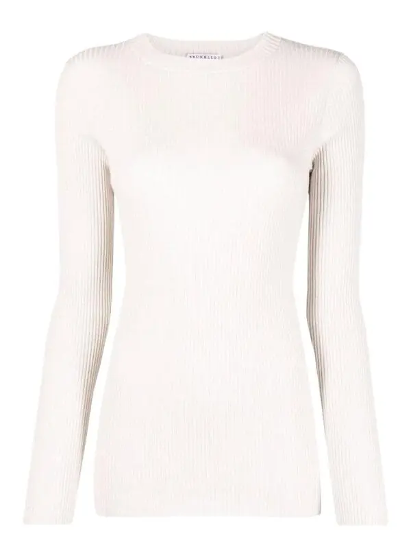 Brunello Cucinelli Fine-knit Long-sleeved Top - White